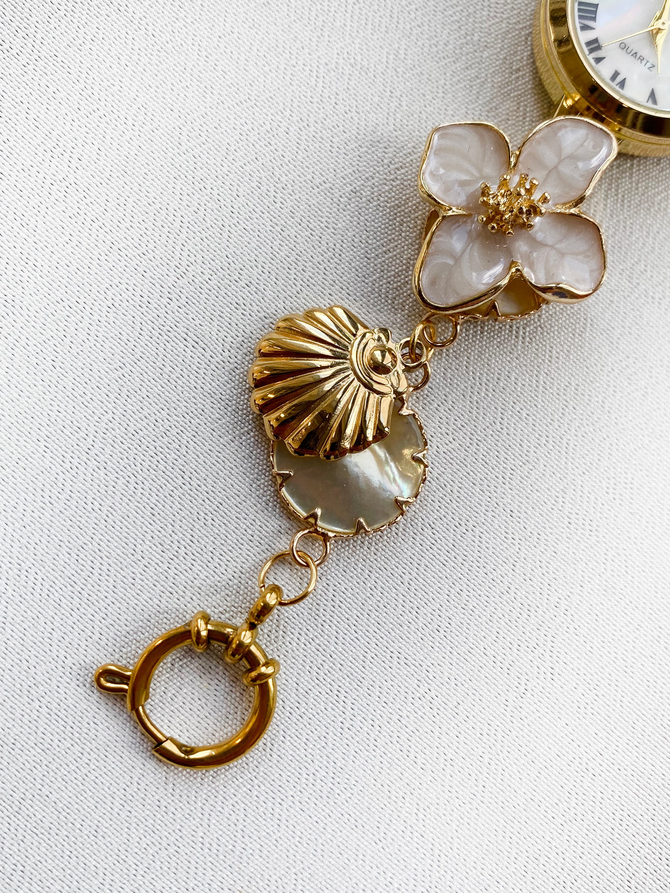 Gold - Flower & Shell Charm Watch – Midnight Jewels & Co
